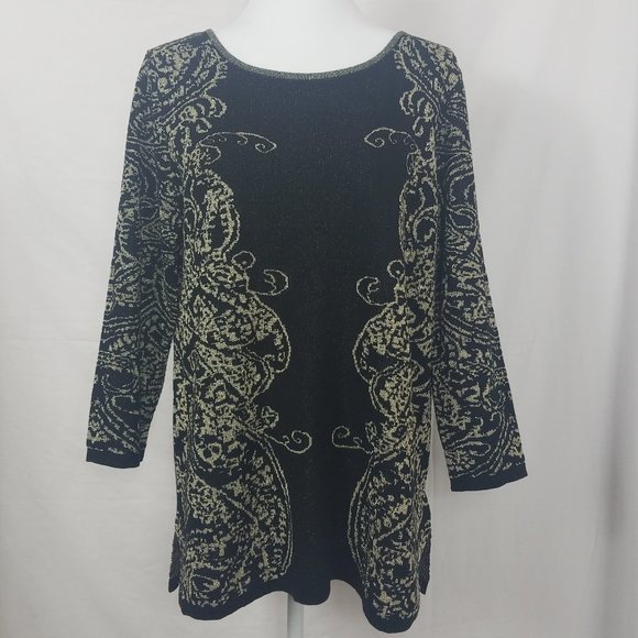 Ruby Rd. | Sweaters | Ruby Rd Black Gold Metallic Sweater | Poshmark